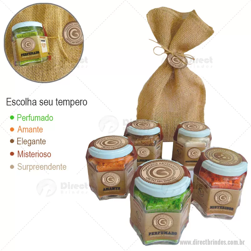Kit Tempero 5 Peças Personalizado Barato - DRTKTP002 - Kit tempero